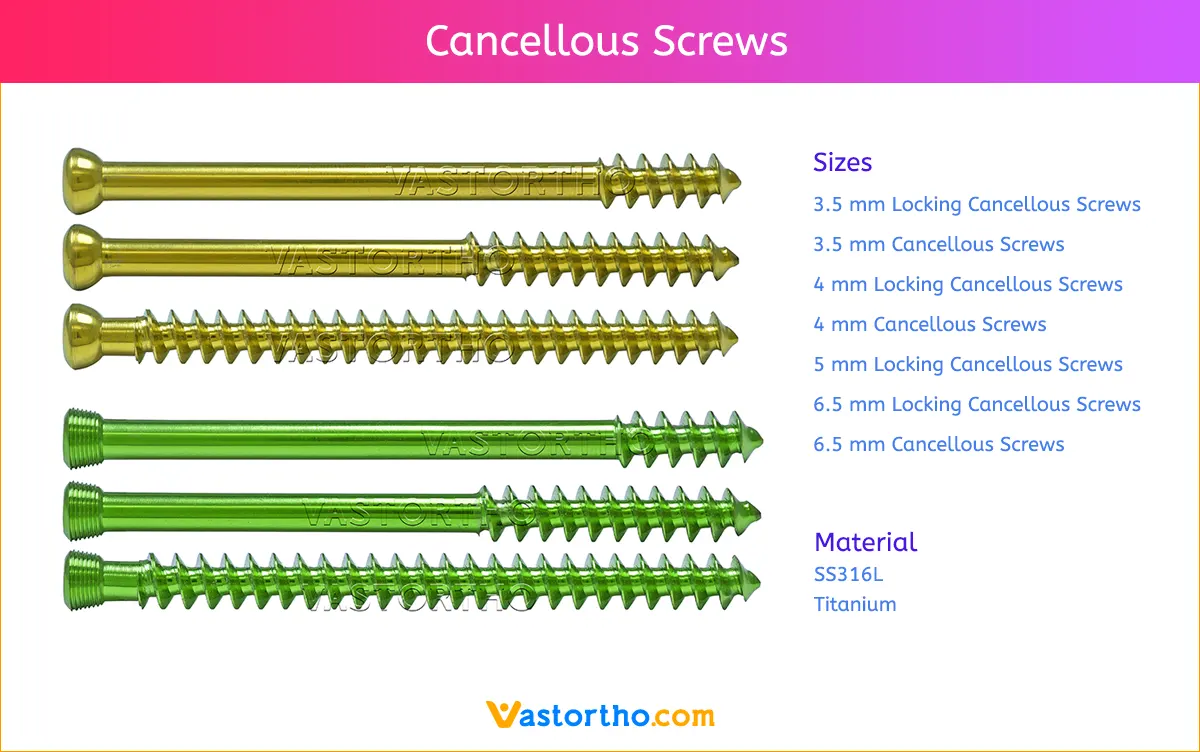 Cancellous Screws Specification, Uses and Sizes • Vast Ortho